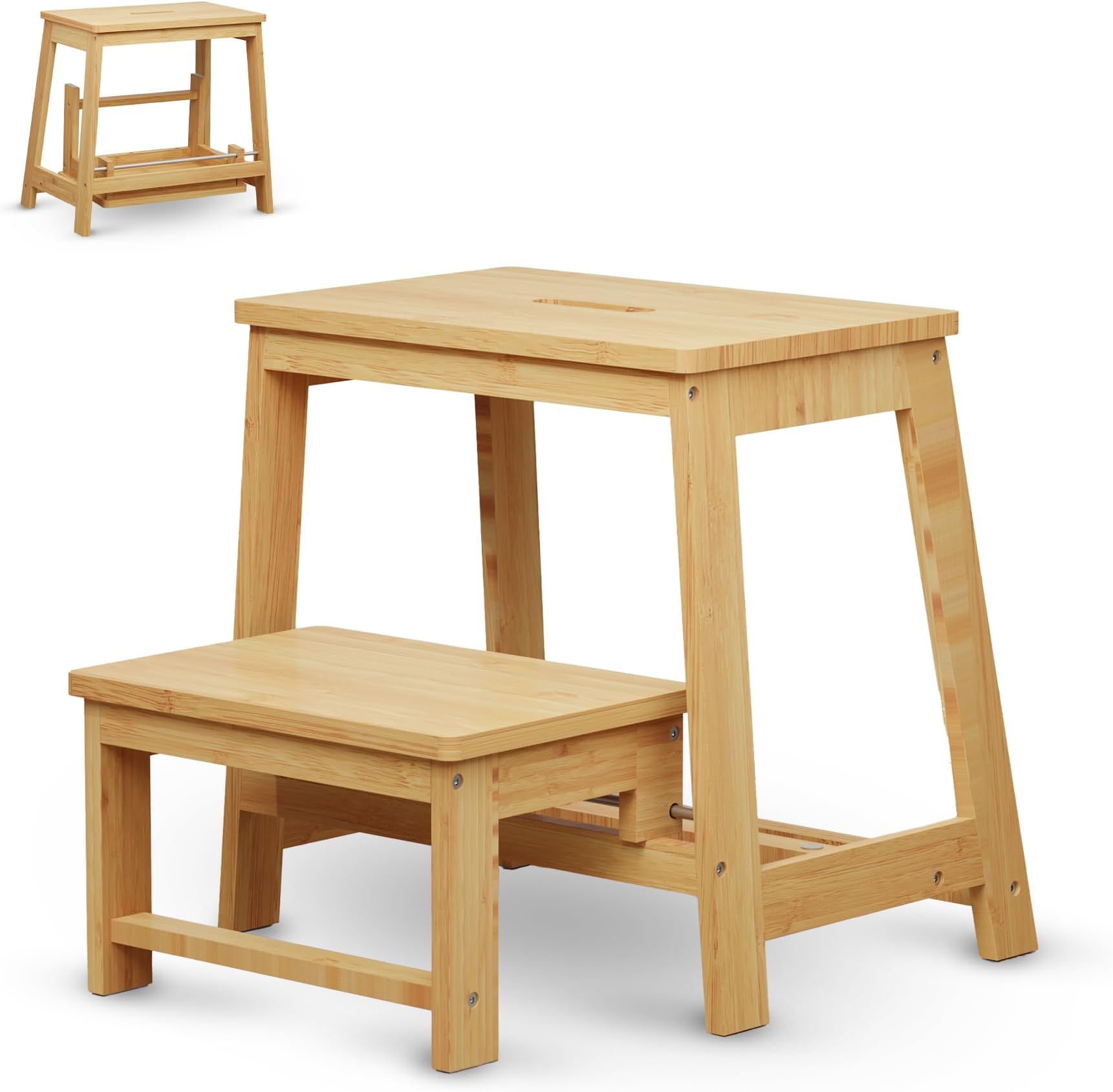 Amazon.com: Winsome Beech Wood Double Step Stool, Antique Walnut (94022 ...