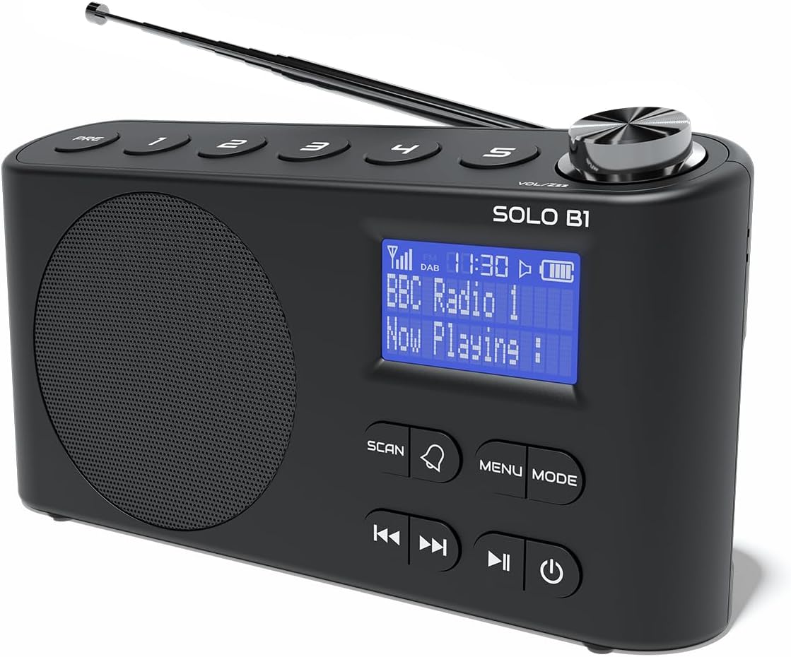 DAB/DAB+ & FM Portable Digital Radio | Bluetooth | Rechargeable Battery ...