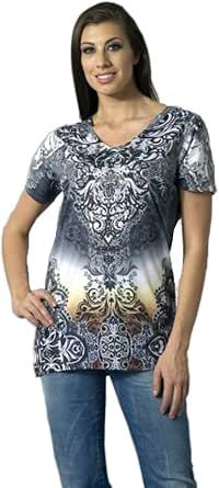 Bacci Clothing - Erika, Rhinestones, Sublimation, Crew Neck Top at ...