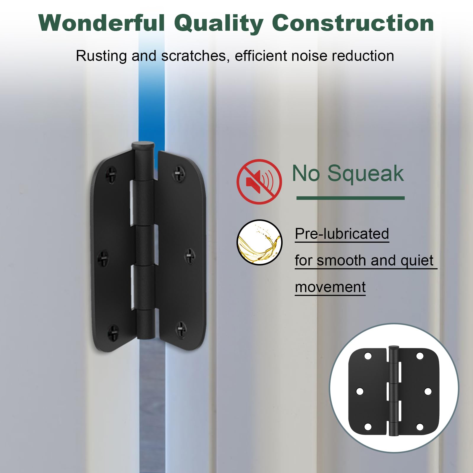 Snapklik.com : Estmoon 50 Pack 3.5 X 3.5 Inch Rounded Door Hinges Matte ...