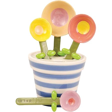 Amazon.com: 180 Degrees Flower Pot Measuring Spoon Baking Set, Ceramic ...