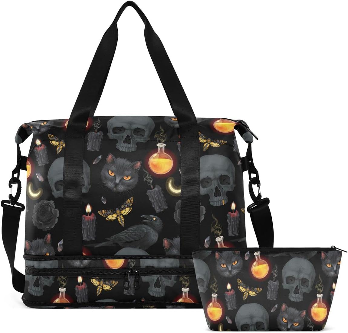 Amazon.com | Travel Duffel Tote Bag Purple Bat Gothic Sports Duffel Bag ...