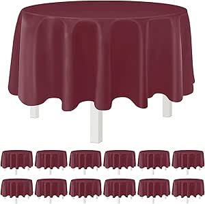 Amazon.com: Kongdaoth Burgundy 12 Pack Plastic Tablecloths 84 ...