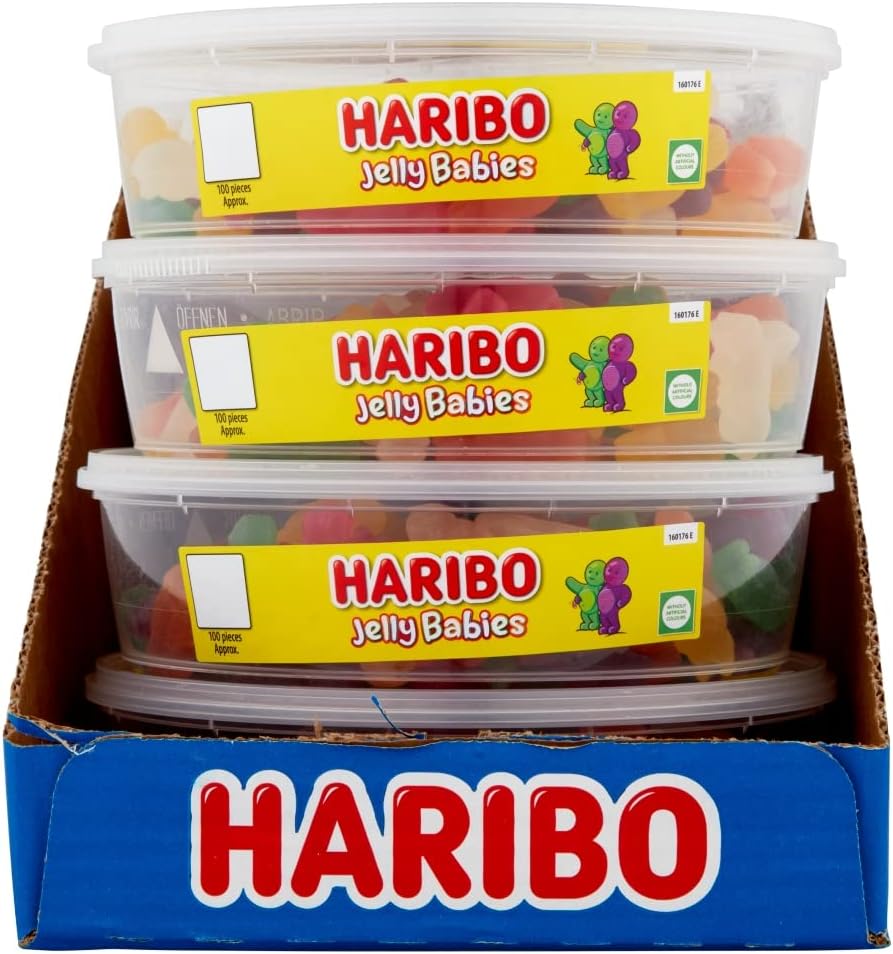 HARIBO Jelly Babies 8 x 100 Pieces (510 g) Sweets Tub : Amazon.co.uk ...