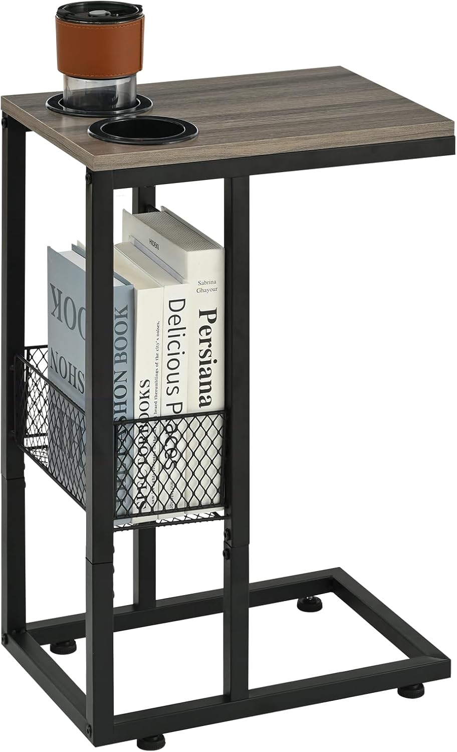 Amazon.com: HALLYBEE C Shaped End Table with Cup Holder, Small Slide ...