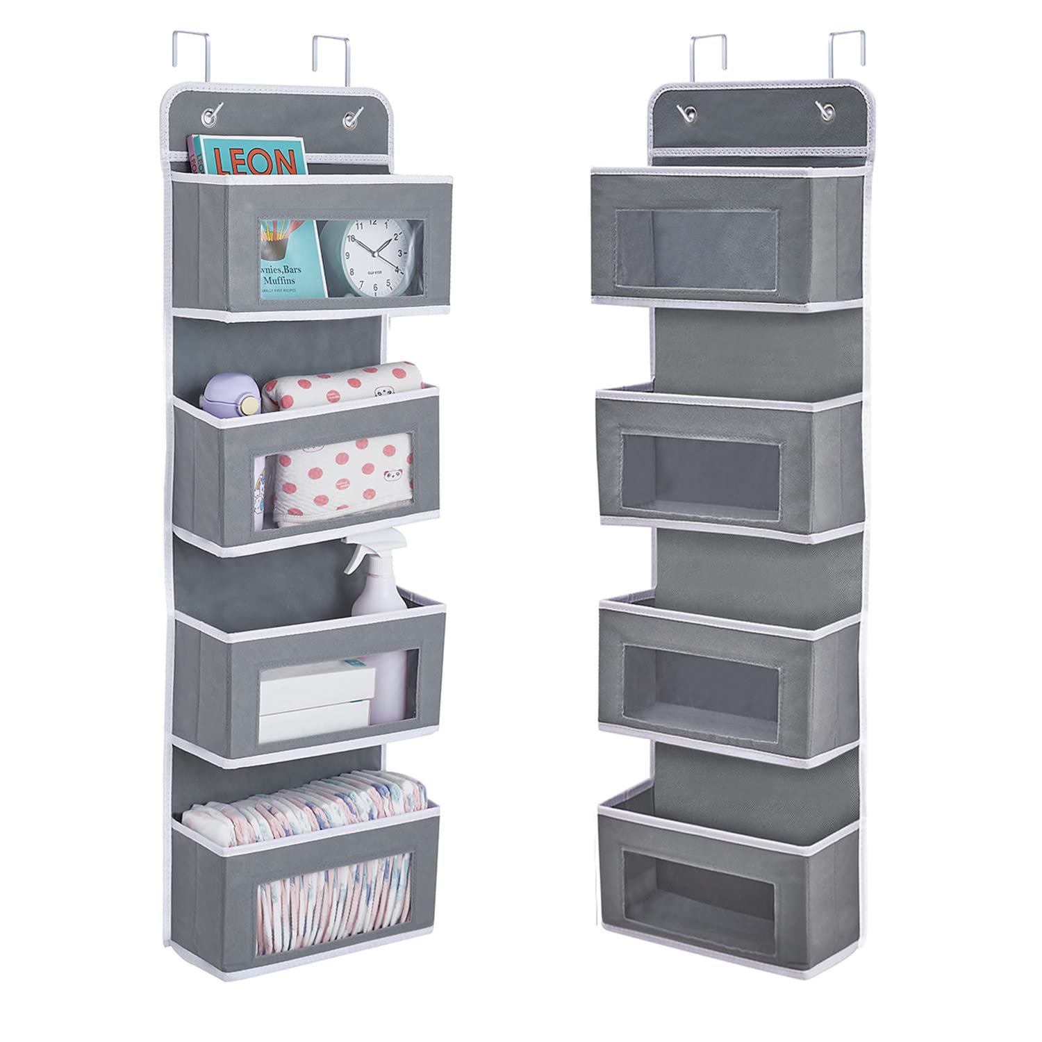 Amazon｜ウォールポケット Rinimie ドア掛けポケット 透明窓付き 4段大容量 壁掛け収納ポケット 吊り下げ収納ポケット 頑丈な不織布 耐用 小物収納 おもちゃ バッグ タオル 本 ...