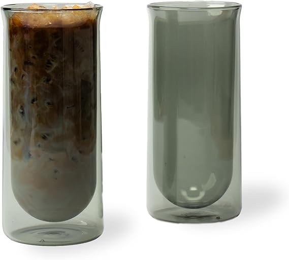 Amazon.com: FLUR Iced Coffee Glasses (Set of 2) Perfect for Iced Coffee ...