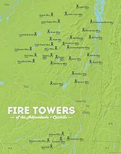 Amazon.com: Adirondack Fire Tower Challenge Checklist Map 11x14 Print ...