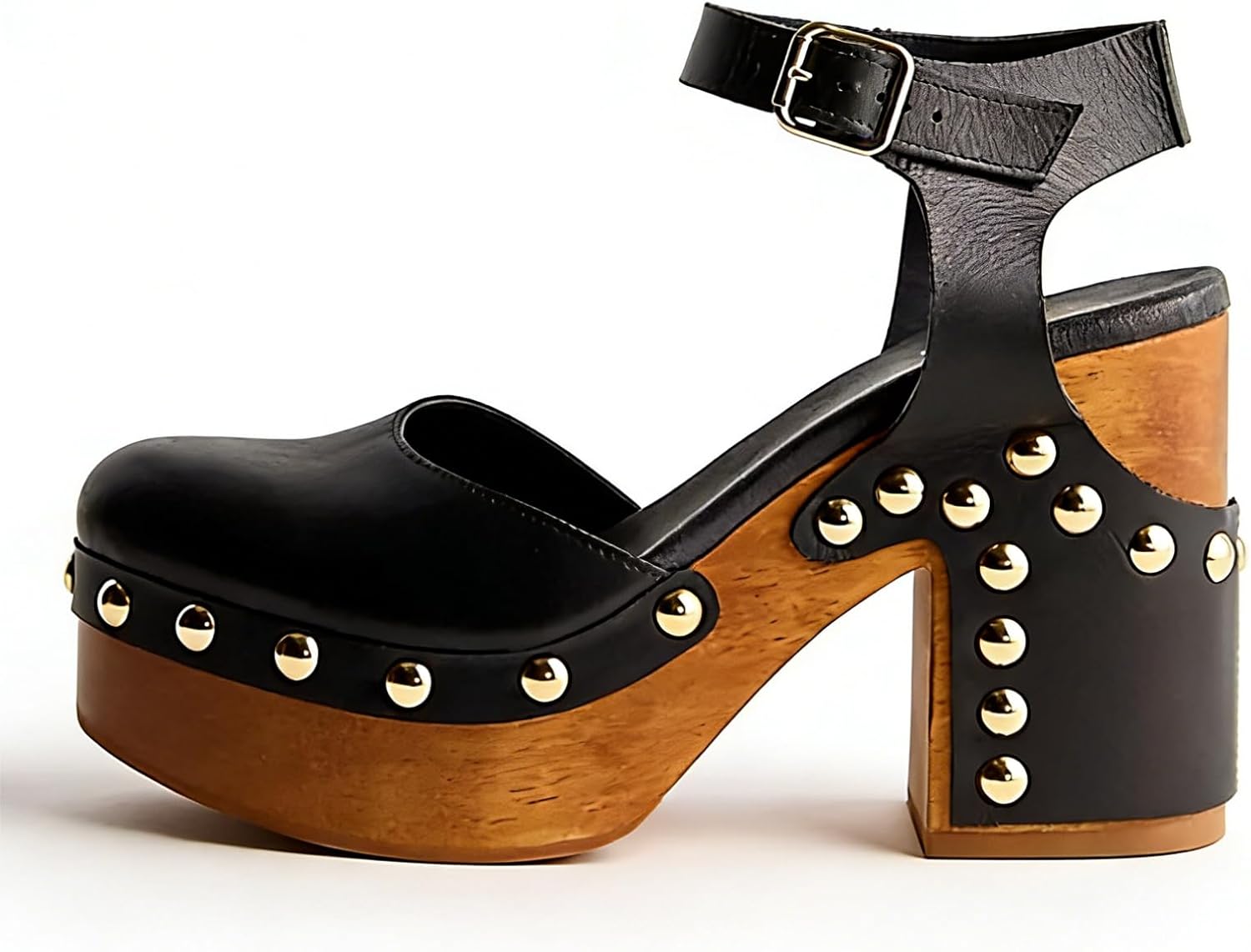 Amazon.com | Elbslutt Women's Platform Wooden Clogs Heels with Ankle ...