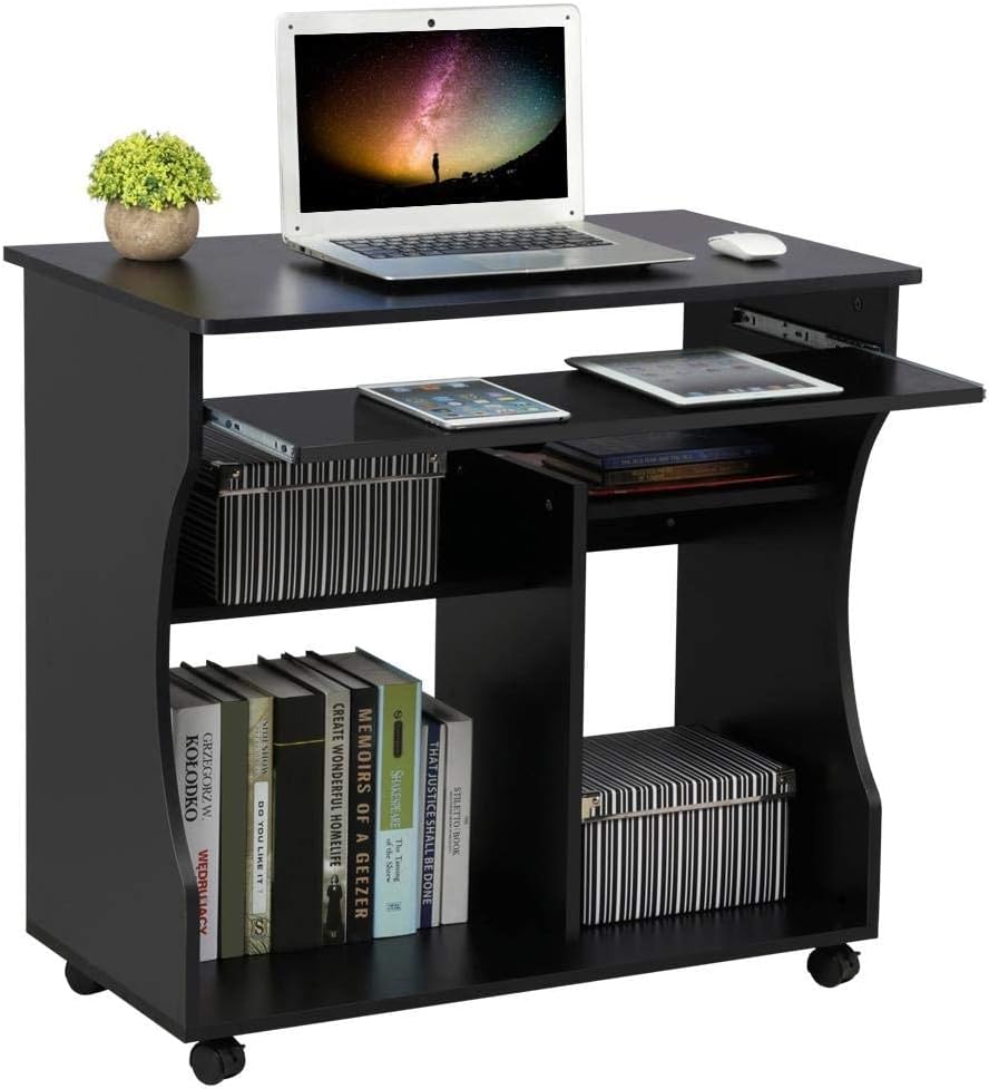 Yaheetech Movable Computer Office Desk PC Laptop Table Home Office ...