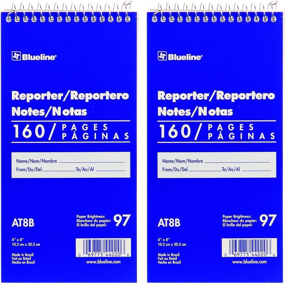 Snapklik.com : Blueline Reporter Notebook/Note Pad, 4 X 8 Inches, 160 ...