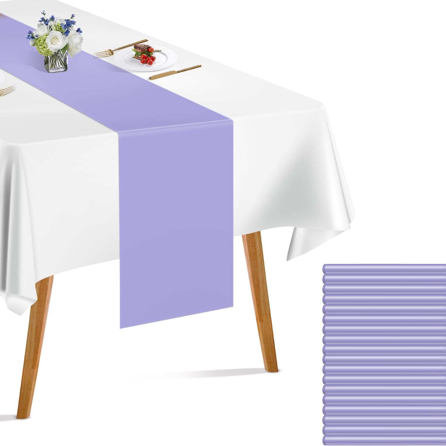 Amazon.com: 18 Pack Satin Silk Table Runners, 12x108 Inch Table Runners ...