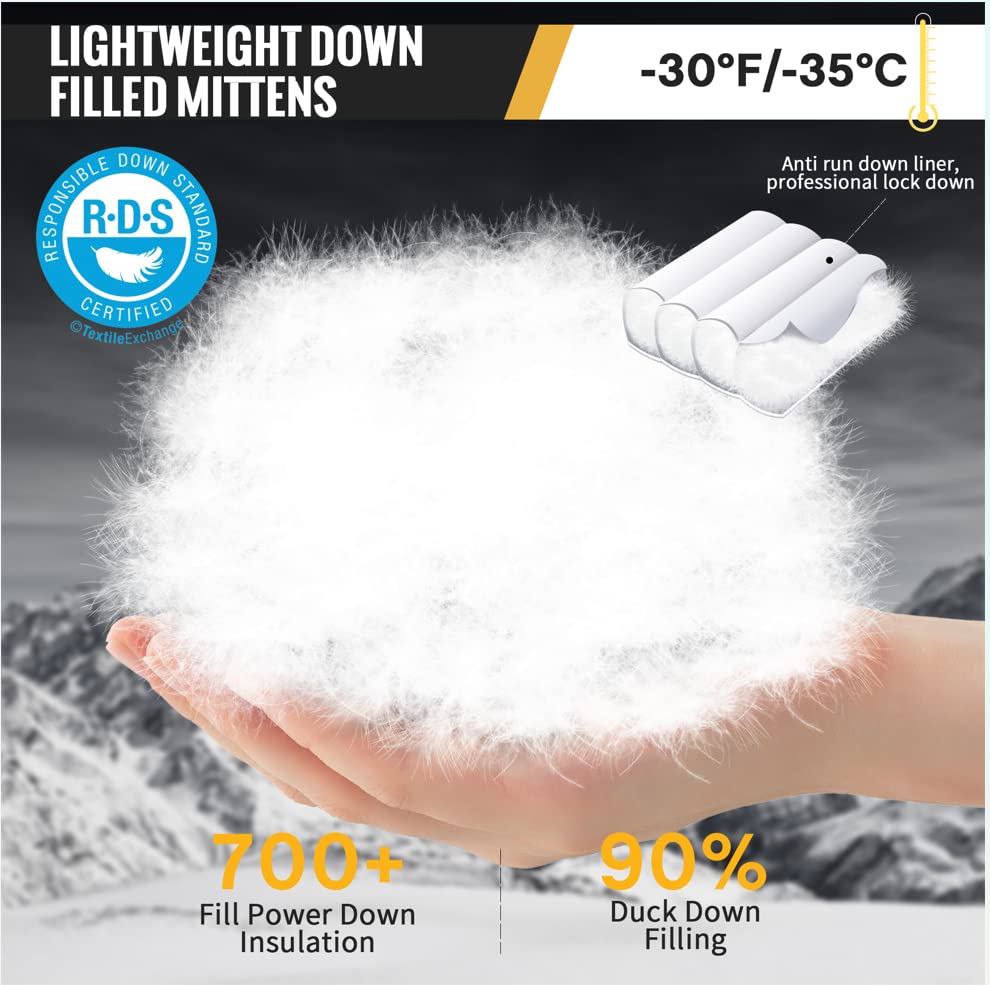 Snapklik.com : Ski Mittens Down Mittens Winter Cold Weather Waterproof ...