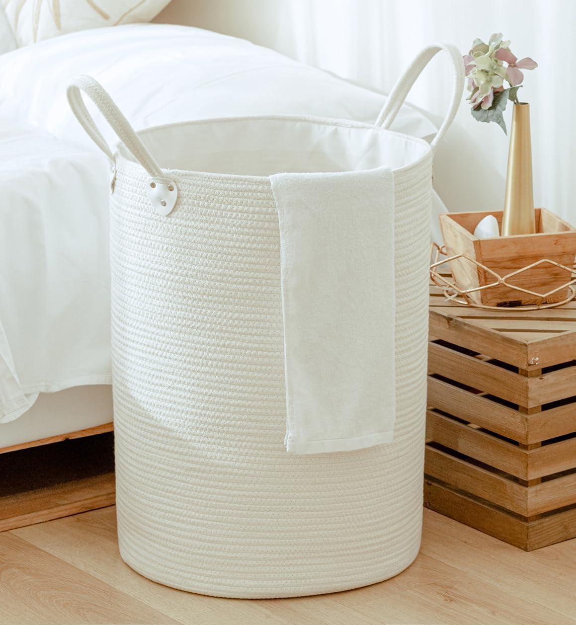 Amazon.com: Homlikelan 72L Large Woven Laundry Basket,Blanket Basket ...