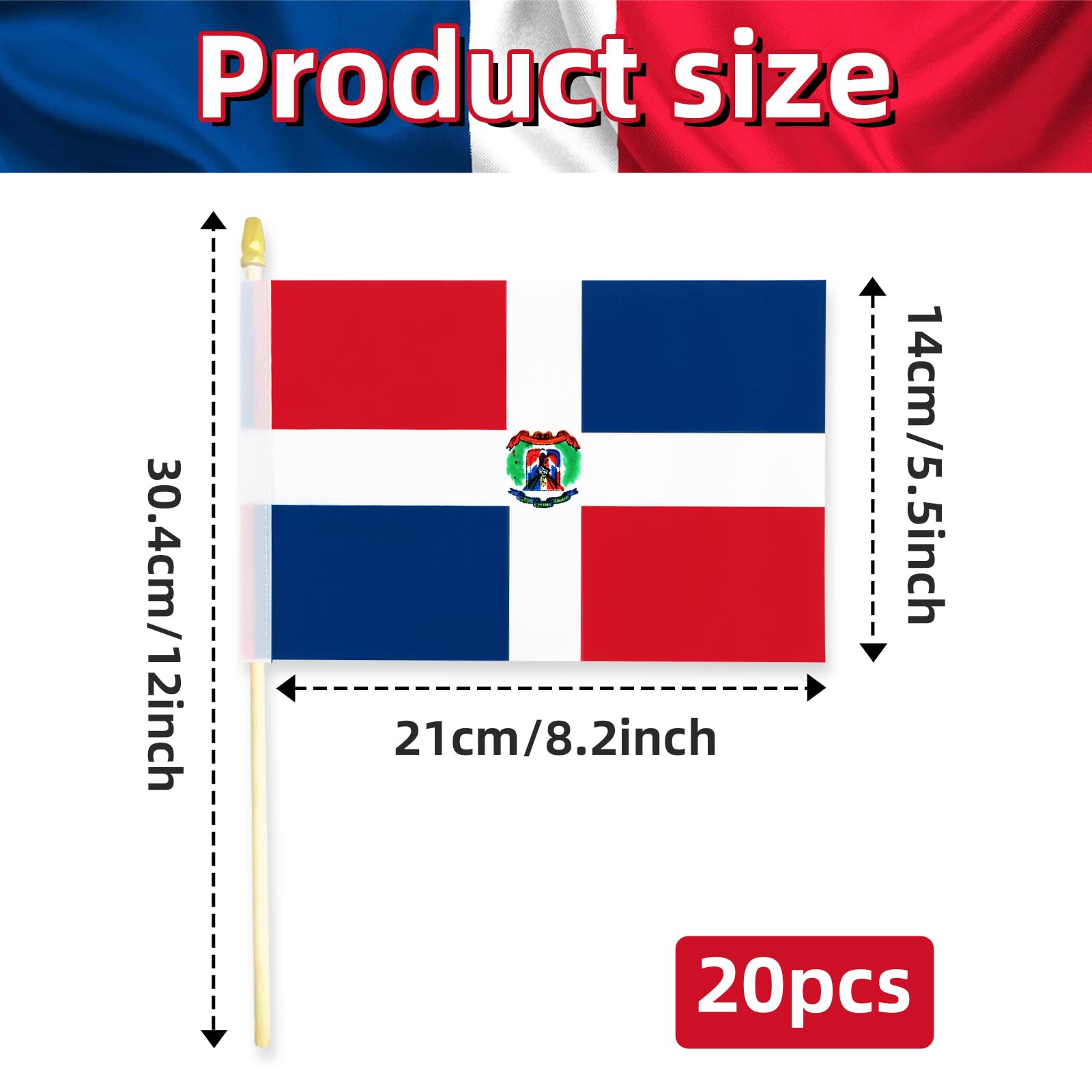 Snapklik.com : Pack Of 20, Handheld Dominican Republic Flags 5x8 Inch ...