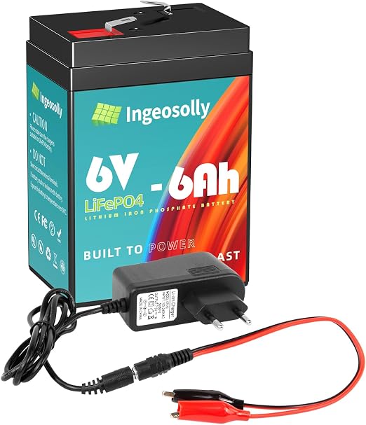 Amazon.com: 6V 6Ah LiFePO4 Battery 6Volt Rechargeable Lithium Iron ...
