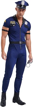 Amazon.com: YONGHS Men's Short Sleeve Police Officer Uniforms Outfits 7 ...