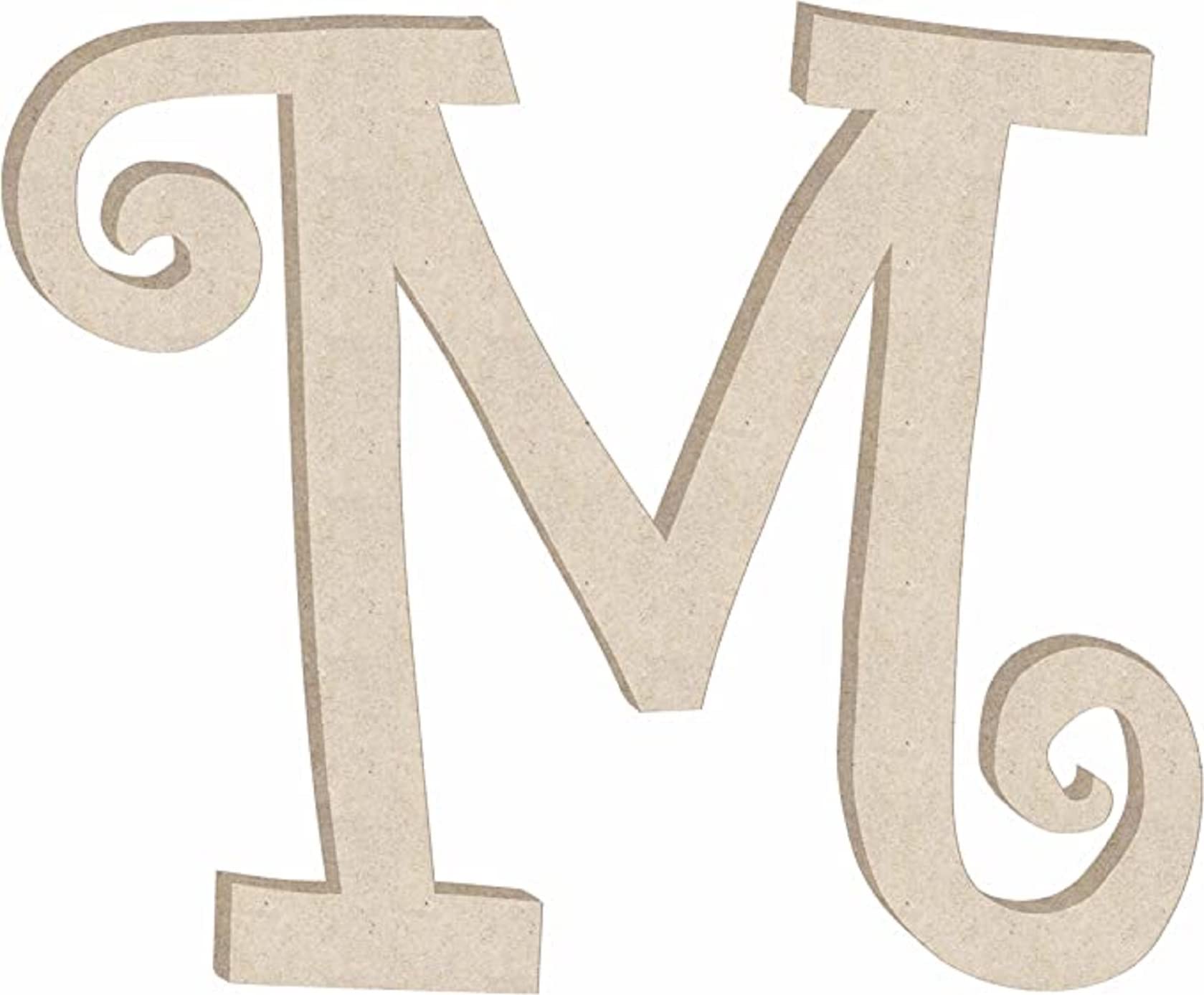 Amazon.com: 3 Inch Wood Letter M Unfinished Curlz Font, Choose Wooden ...