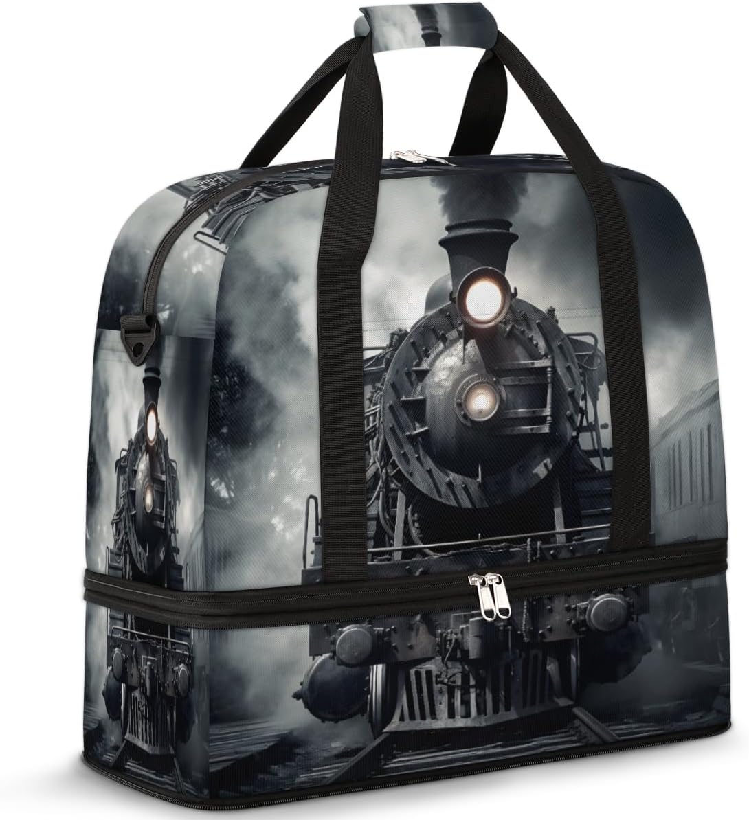 Amazon.com | Obtravar Vintage Steam Locomotive Train Foldable Duffle ...