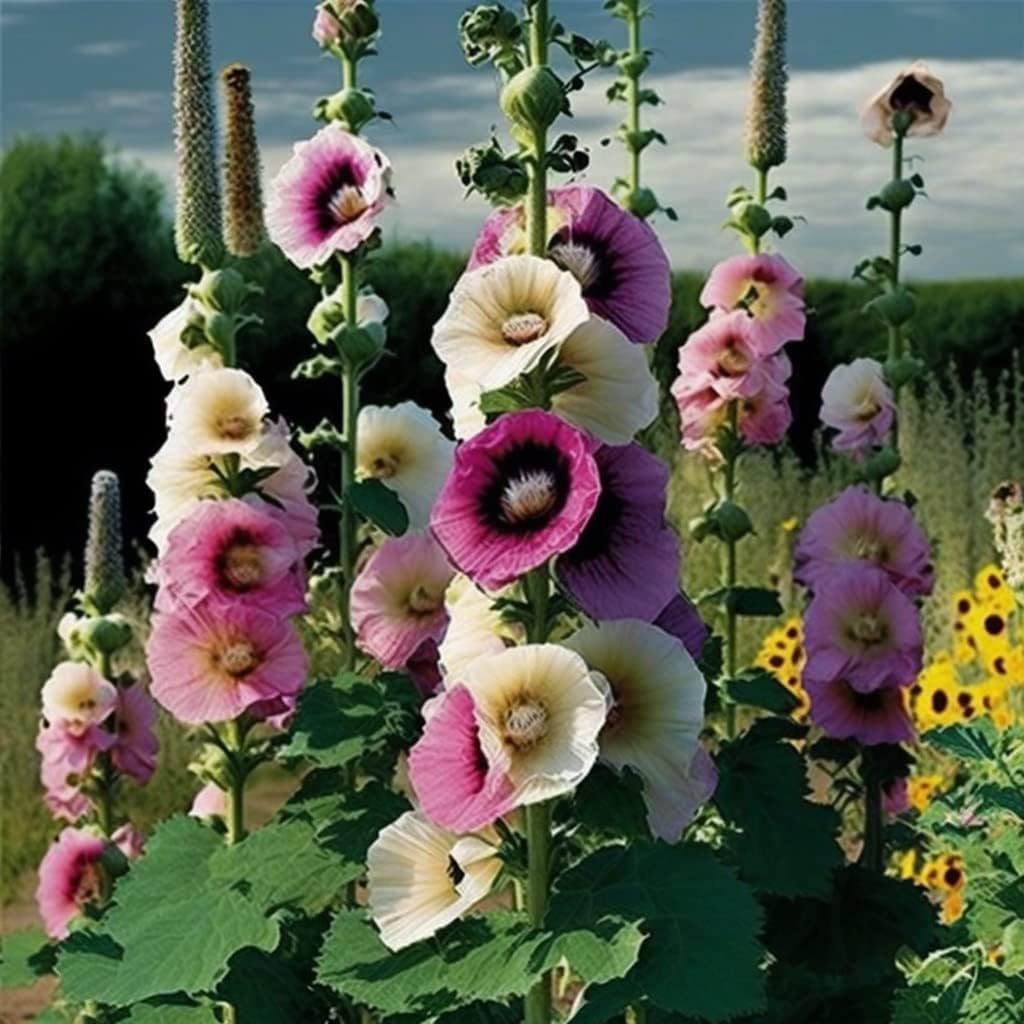 Rare Hollyhock Seeds - Giant Danish Mix - Grow Towering 11-Feet Tall ...