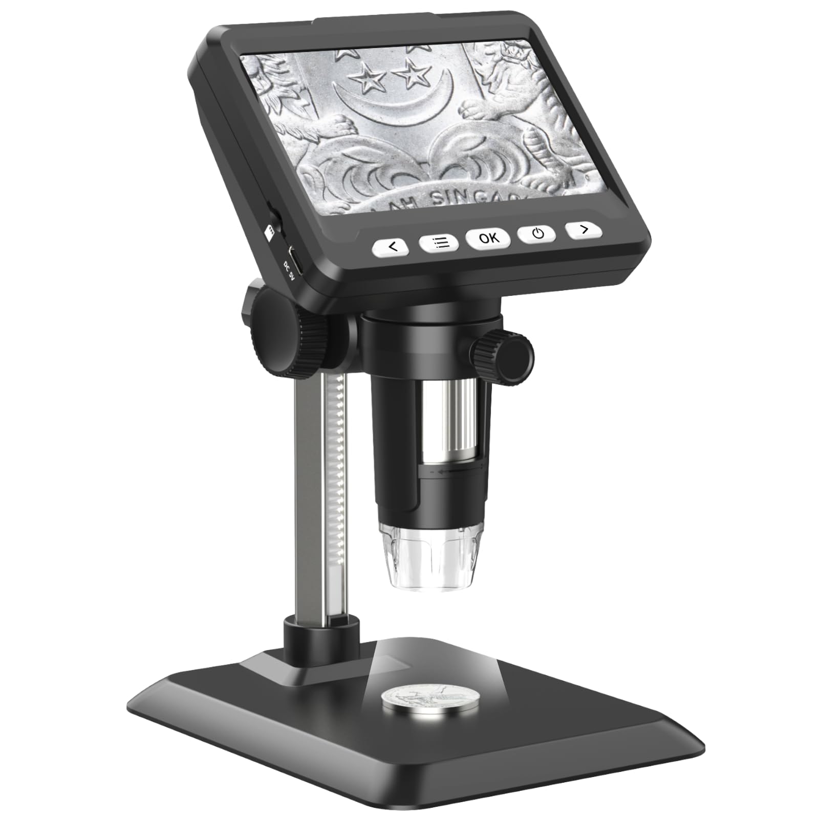 Microscope, 4.3 Inch Coin Microscope 1000X Magnification, 1080P ...