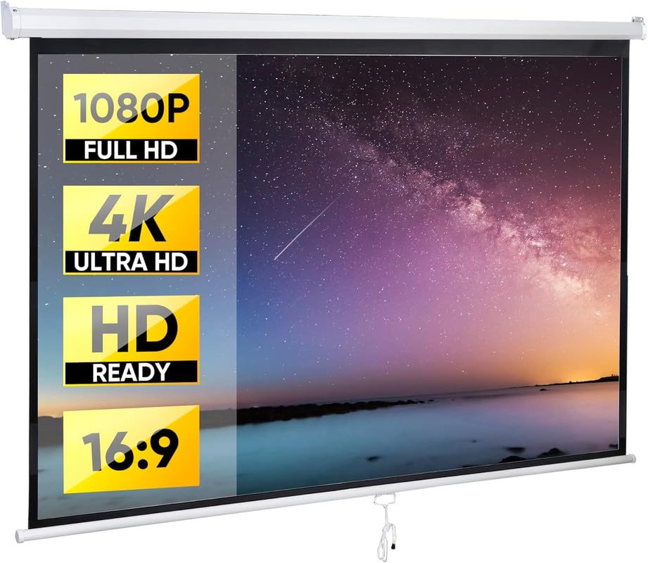 Spline Wall Autolock Pull Down Projector Screen, 7 Ft. - Width x 5 Ft ...