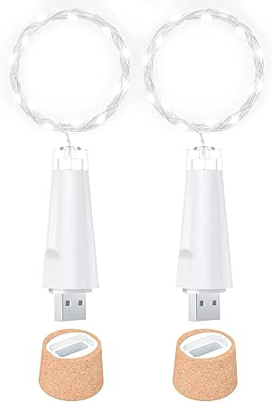 Ceepko USB Bottle Lights Rechargeable Wine Bottle Fairy Lights Cork LED ...
