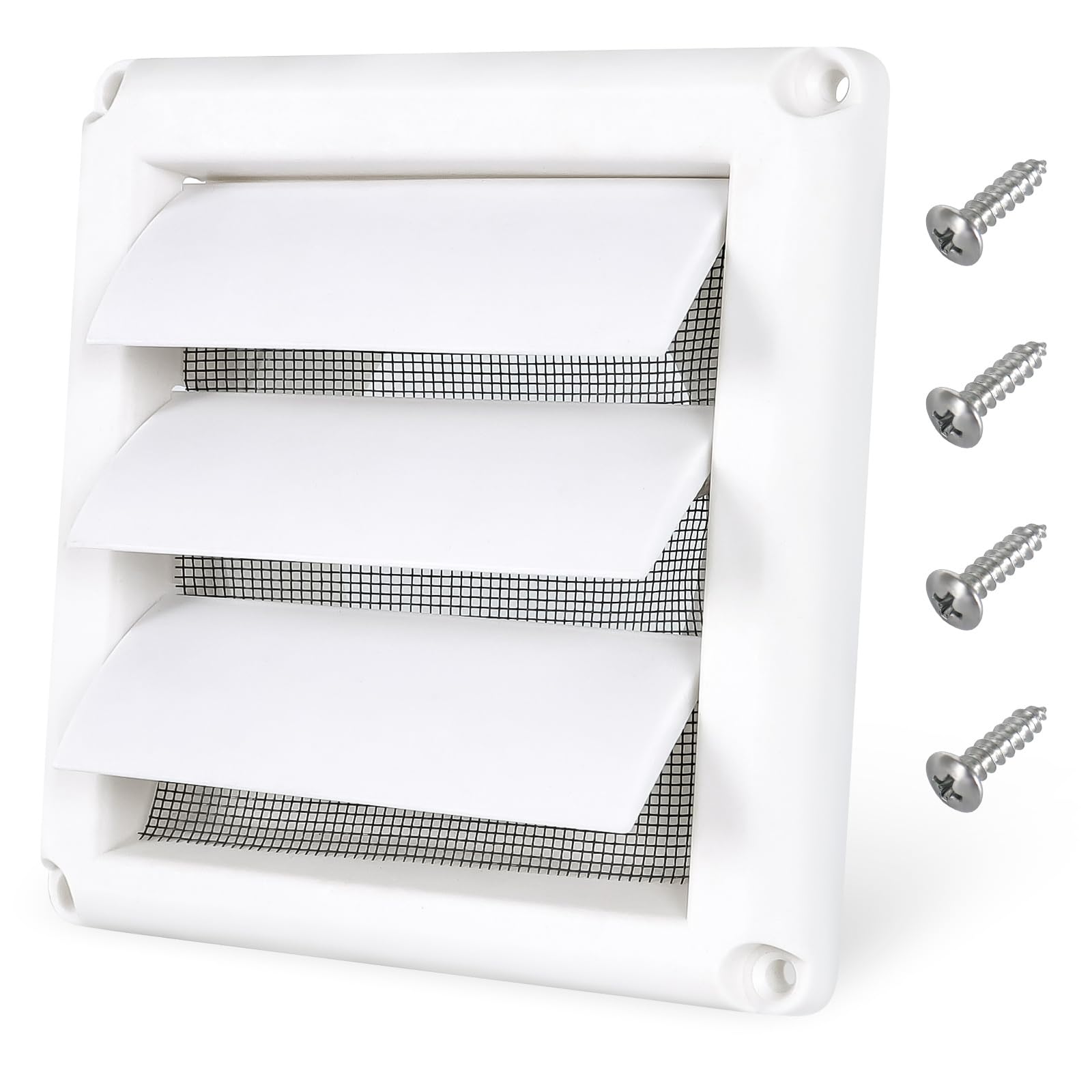 Snapklik.com : 4 Louvered Dryer Vent Cover, White Plastic Louvered ...