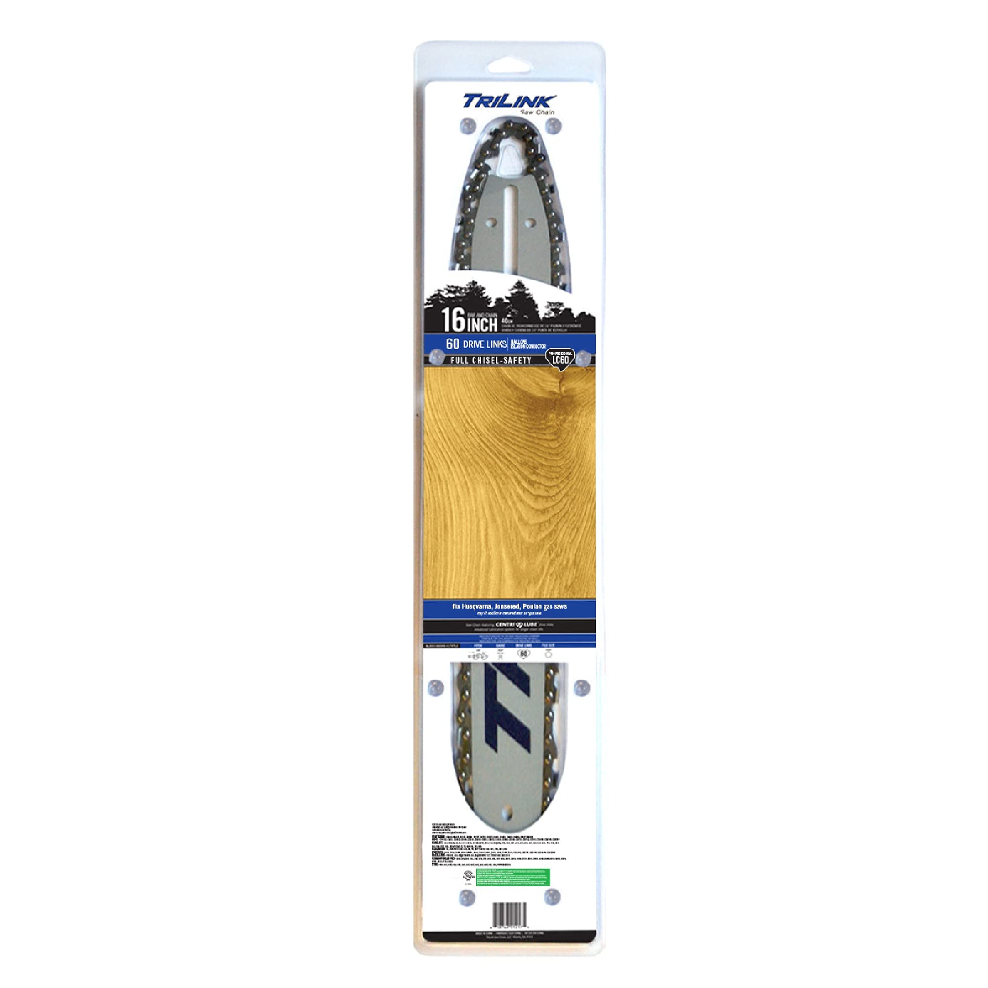 TriLink Chainsaw Bar & Chain Combo 16 inch Laminate 3/8 Std .050 60DL ...