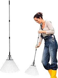 Garden Rake | Lawn Rakes 15 Teeth Hand Tools | Ergonomic Multifunction ...