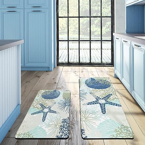 Amazon.com: chiinvent Coastal Beach Kitchen Rugs Set of 2 Anti Fatigue ...