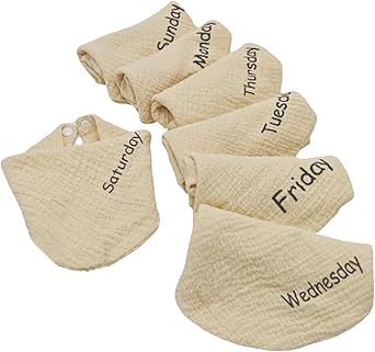 Amazon.co.jp: [Acinkeety] 7 Pcs Bib Apron Weekly Series Cotton Bib ...