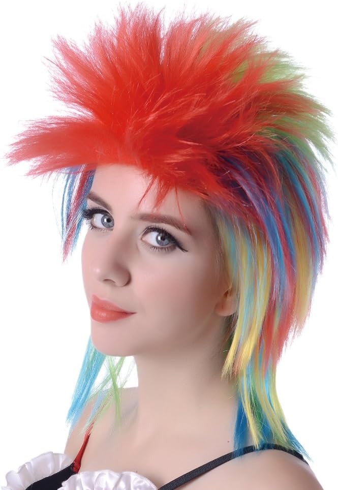 Amazon.com: Funny Party Hats Rainbow Troll Wig - Colorful 80s Wigs ...