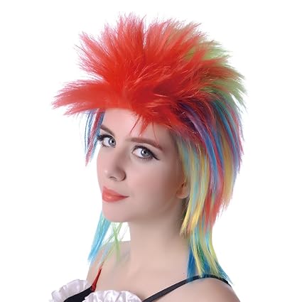 Amazon.com: AICKER Short Spiked Wig Straight Synthetic Colorful Afro ...