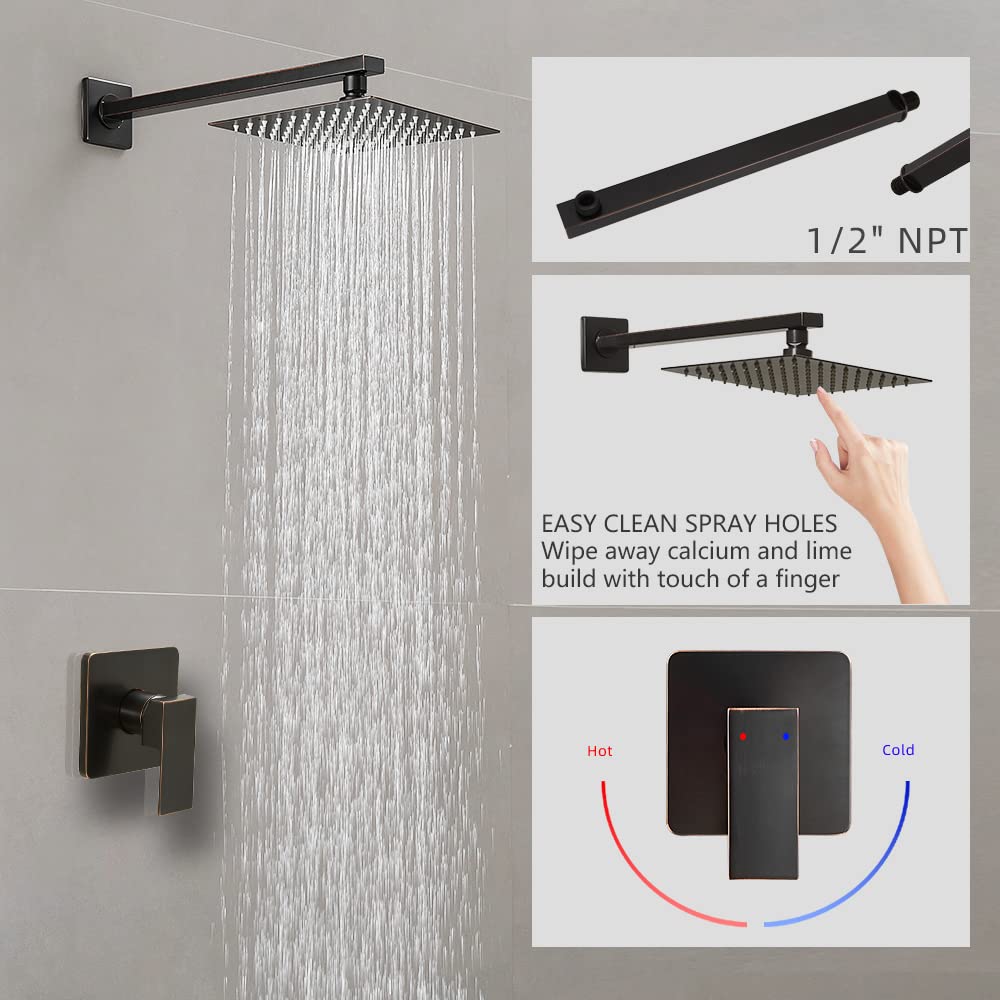 Snapklik.com : Heable Oil Rubbed Bronze Shower Faucet Set, Single ...