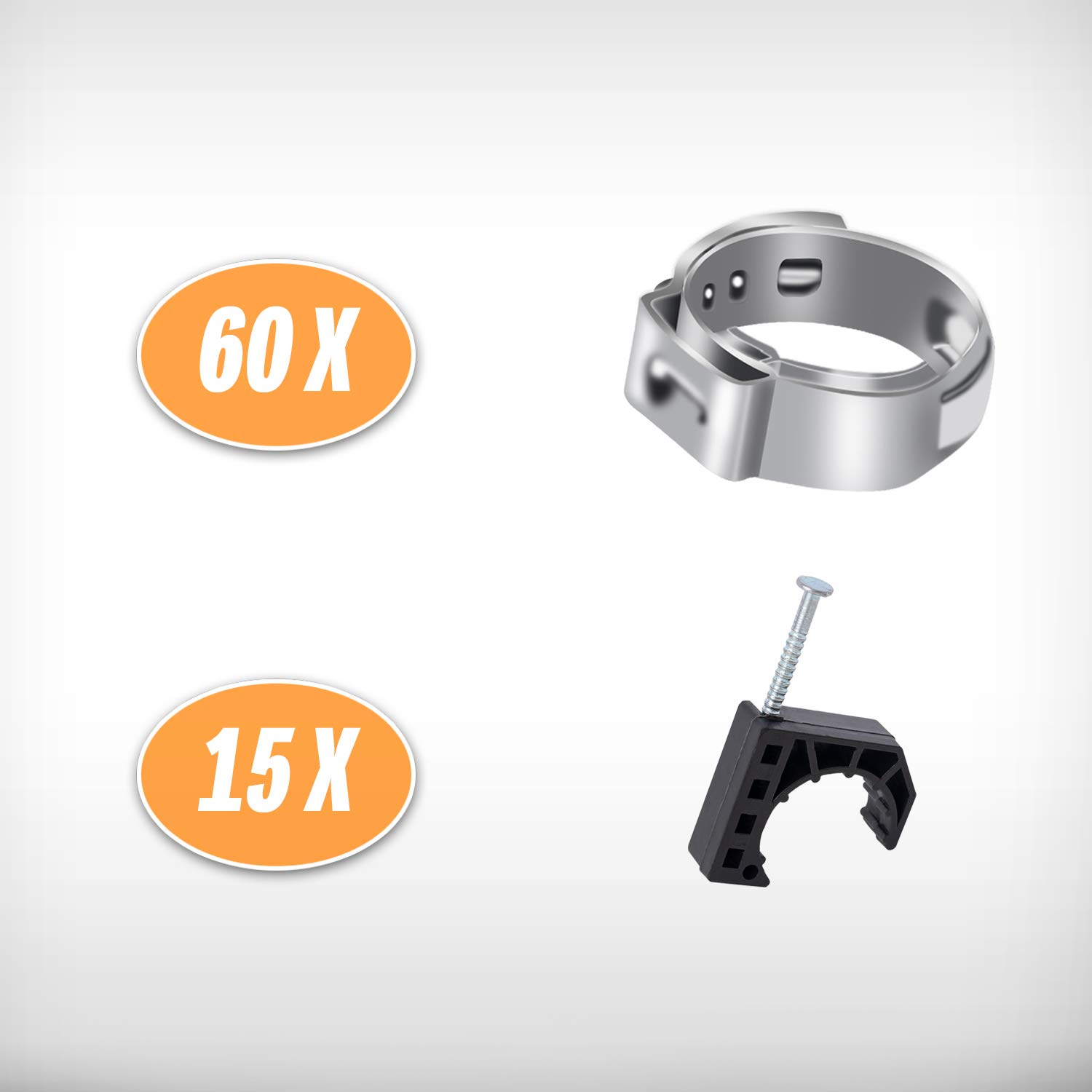 Snapklik.com : SUNGATOR 15-Pack 1 Inch PEX Cinch Clamp Rings, Stainless ...