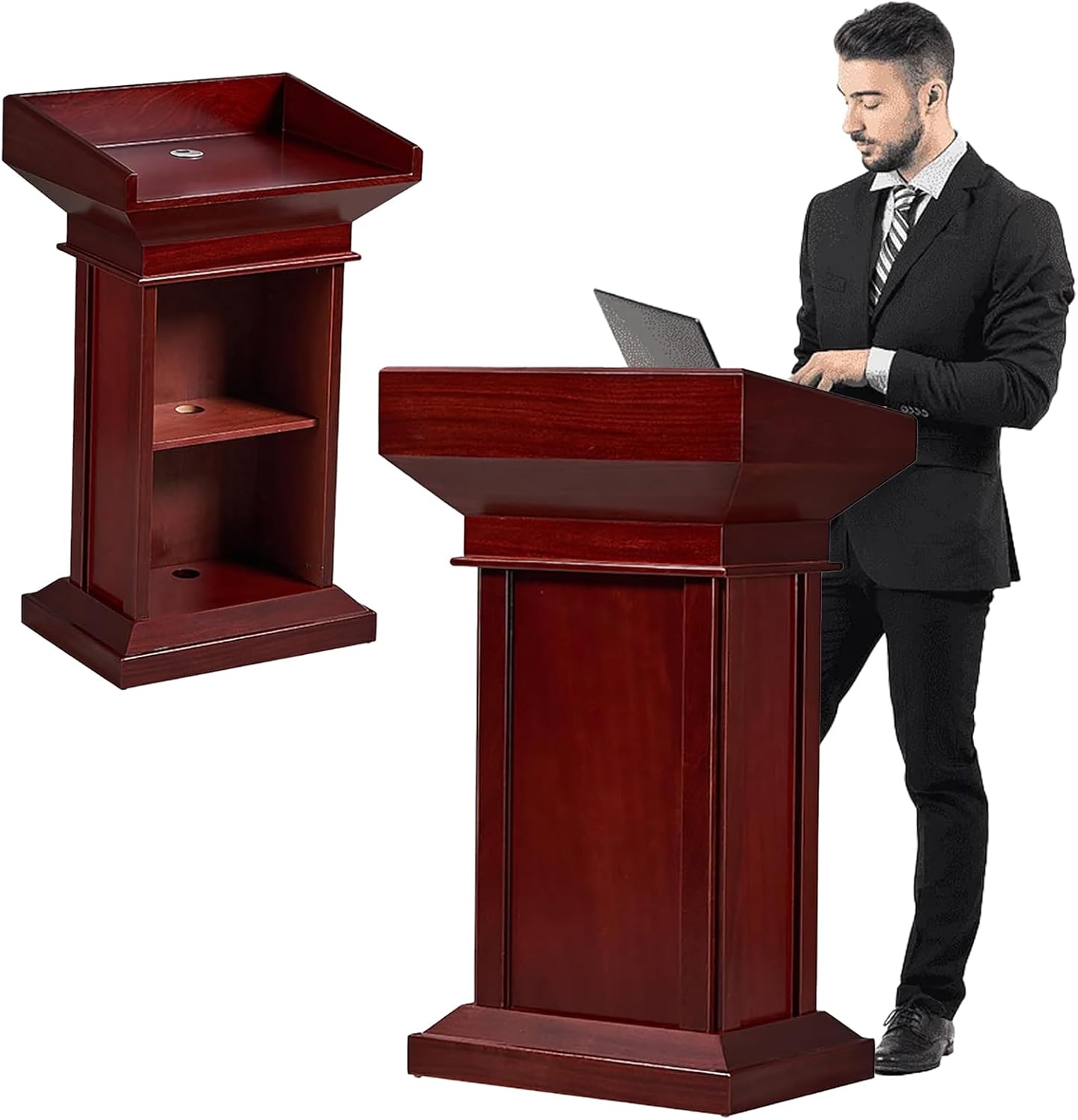 Amazon.com: Fakednss Wood Podium Lectern Stand - Church Pulpit Podium ...