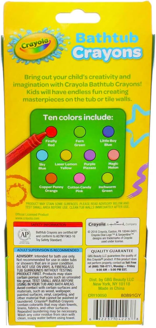 Crayola Non-Toxic Bathtub Crayons for Kids, 10 Count - Walmart.com