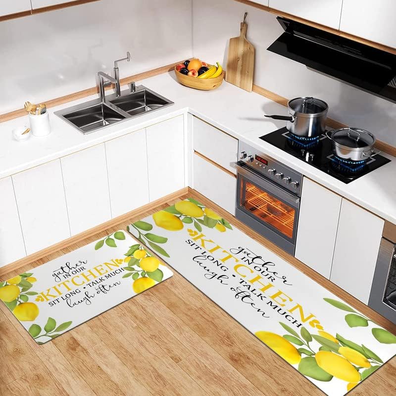 Amazon.com: FLYGRL Fruit Lemon Kitchen Rugs Set of 2 Lemon Anti Fatigue ...