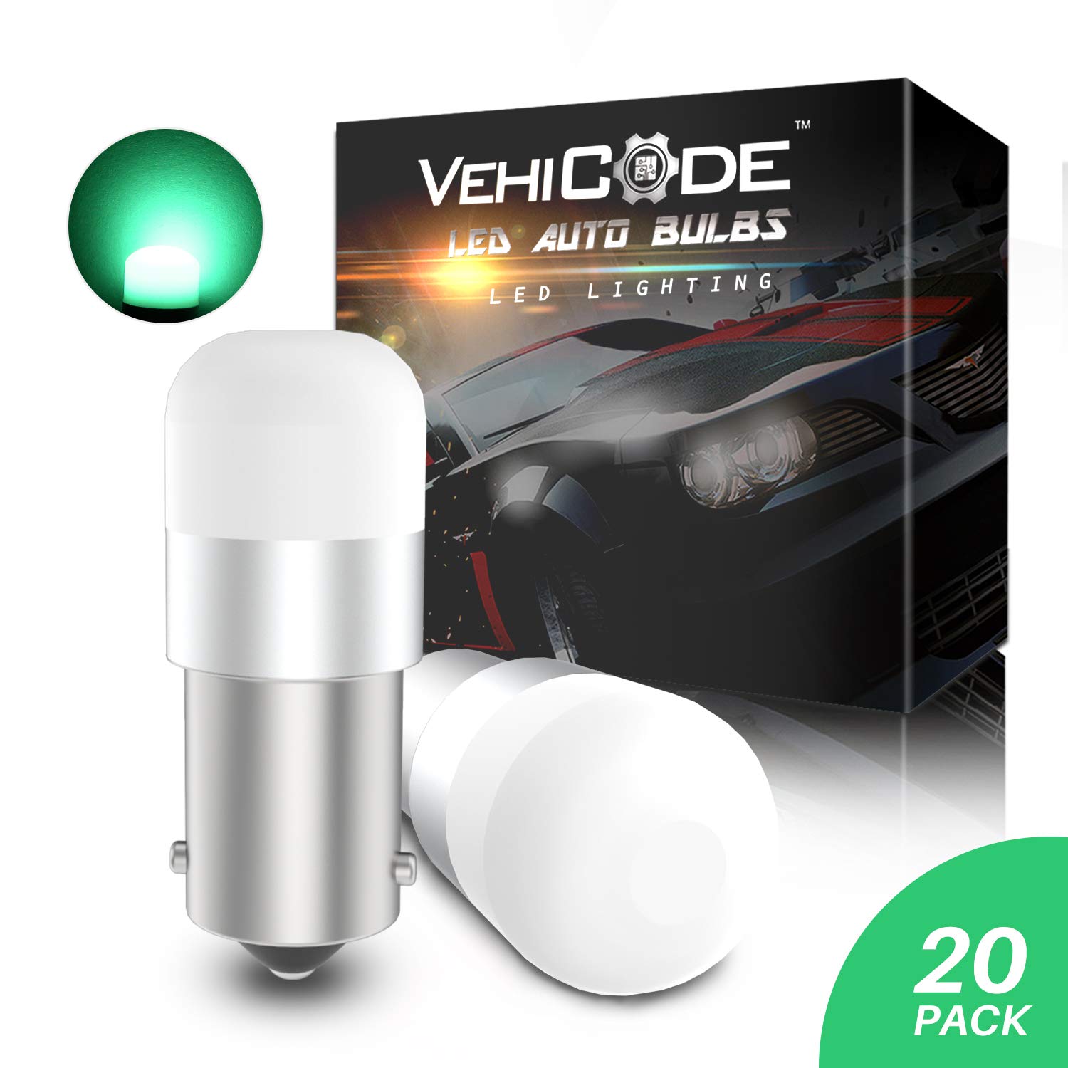 Buy VehiCode BA9 BA9S LED Bulb Green 12V 1895 1893 57 53 1445 T4W H5W ...