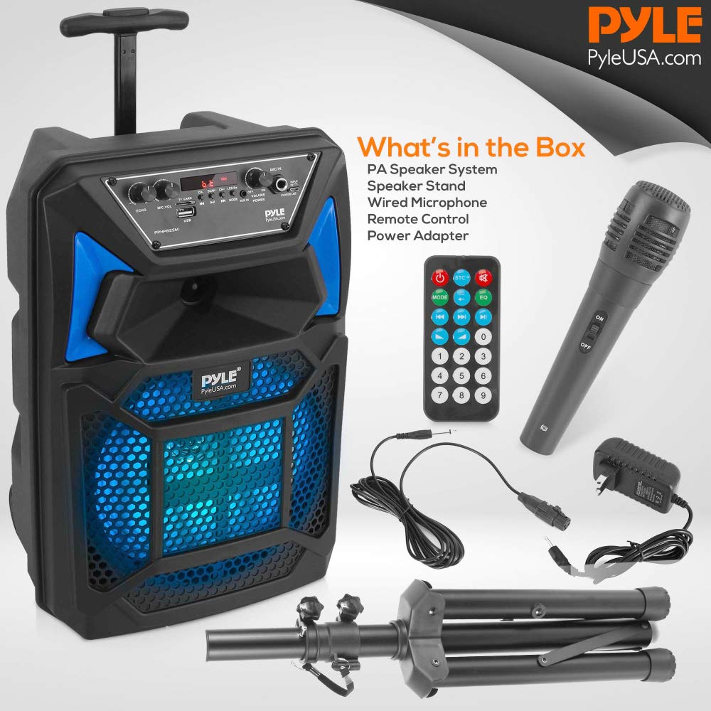 Pyle Bluetooth PA Speaker & Microphone System - Portable Karaoke ...