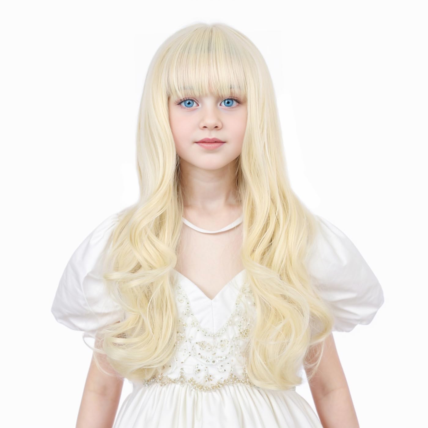 Amazon.com : Ufindcos Light Blonde Wig for Kids Long Wavy Curly Blonde ...