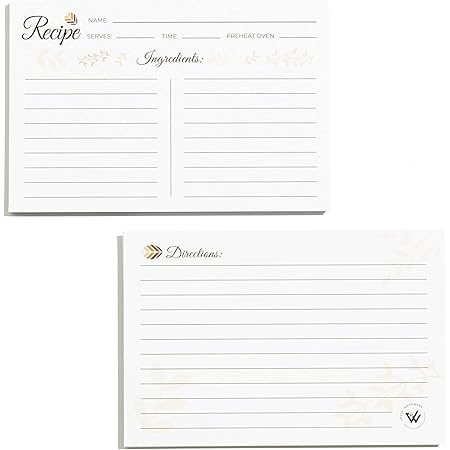 Amazon.com: Double Sided Kraft Recipe Cards 4x6 50 Count - Card Stock ...