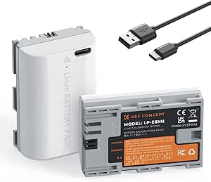 Amazon.com: K&F CONCEPT 2600mAh LP-E6NH Battery, 2-Pack Type-C Fast ...