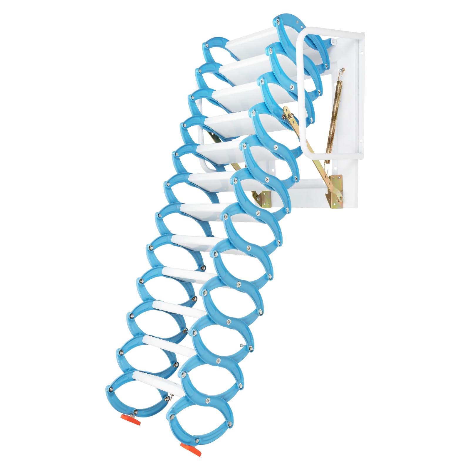 12 Steps Attic Stairs Wall Mounted Folding Loft Ladder with Handrails ...