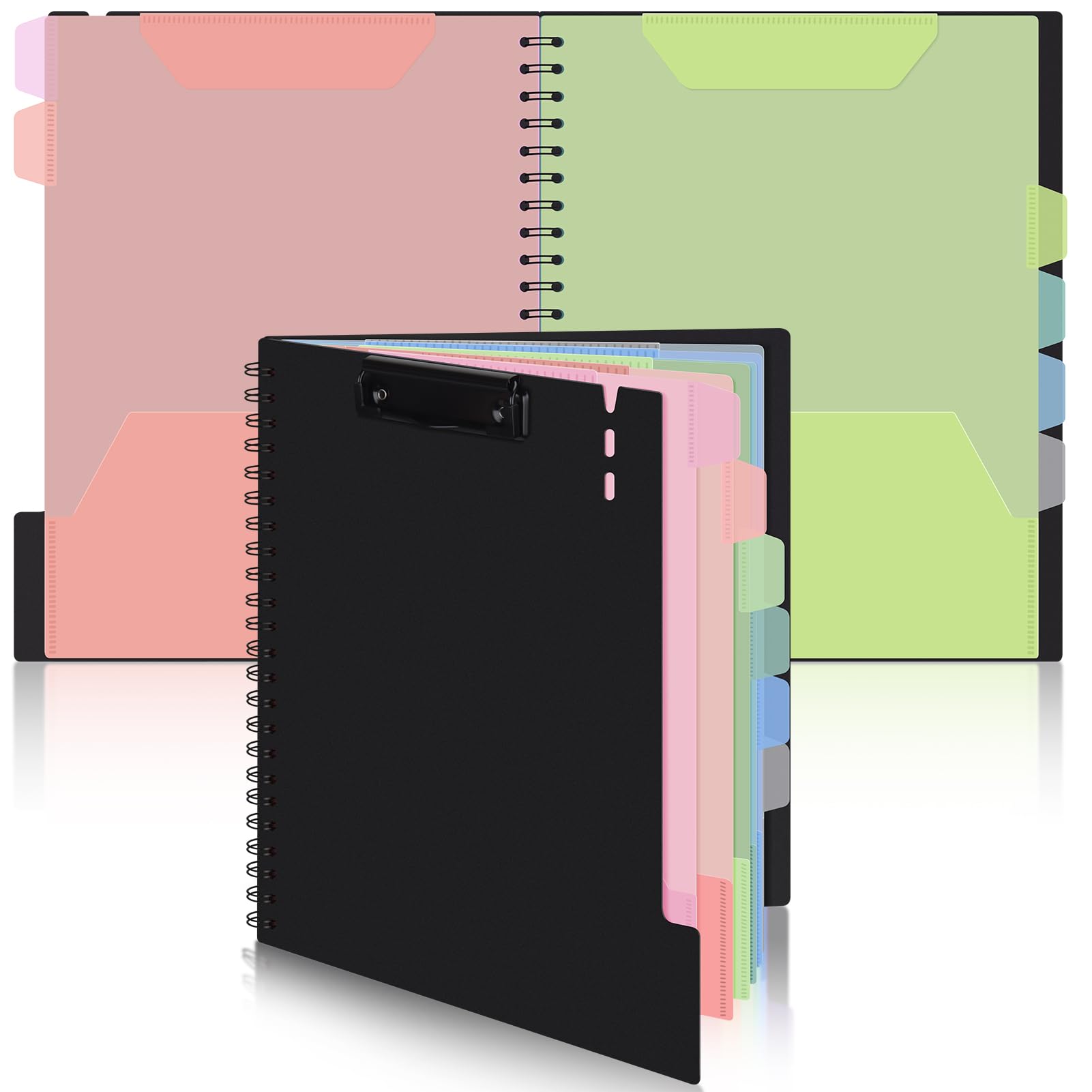 Uquelic Clipboard Folder A4 with Storage, 6 Double-Sided Half Pockets ...