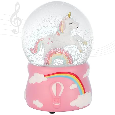 Amazon.com: Unicorn Snow Globes for Girls, Pink Glitter Glass Snow ...