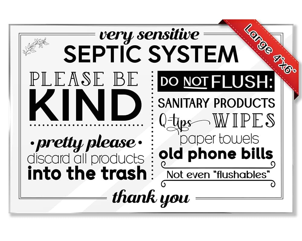 Amazon.com: Essentials for Hosts - Sensitive Septic System Sign - Flush ...