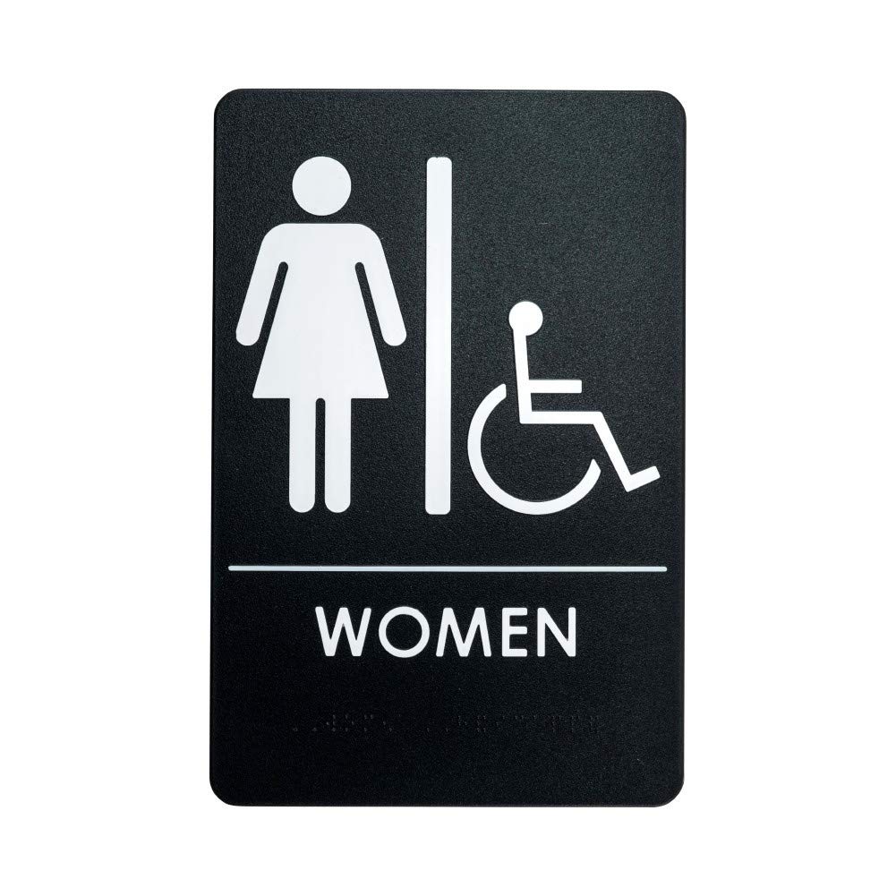 Buy Women's Handicap Restroom Sign, ADA-Compliant Bathroom Door Sign ...