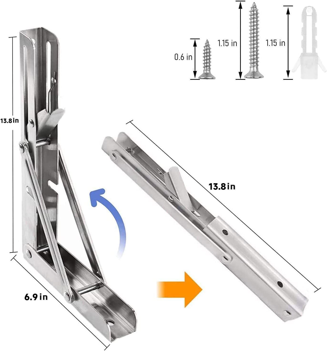 Snapklik.com : Folding Shelf Brackets 14 Inch 4 Pcs Max. Load 330lb ...